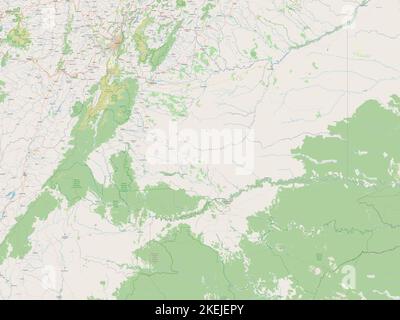 Meta, department of Colombia. Open Street Map. Locations and names of ...