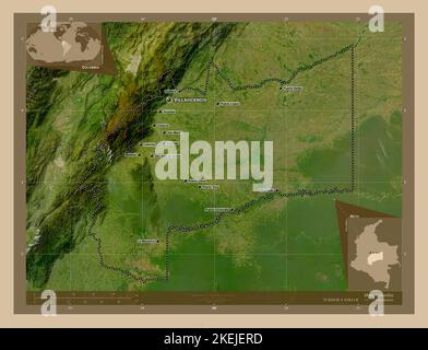 Meta, department of Colombia. Low resolution satellite map Stock Photo ...