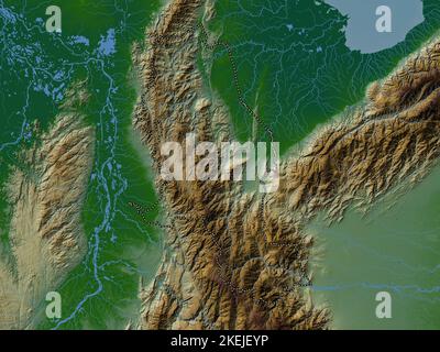 Santander, department of Colombia. Elevation map colored in sepia tones ...