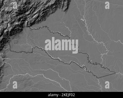 Putumayo, intendancy of Colombia. Bilevel elevation map with lakes and ...