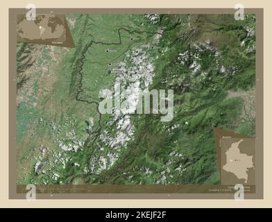 Quindio, department of Colombia. High resolution satellite map ...