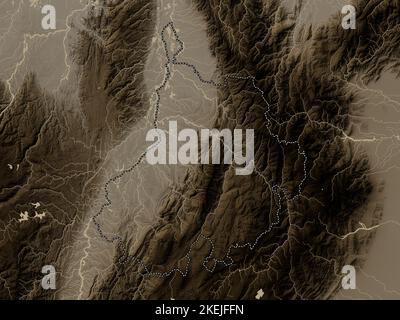 Santander, department of Colombia. Elevation map colored in sepia tones ...