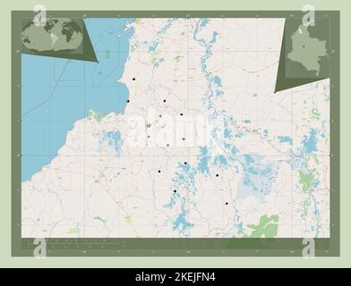 Sucre, department of Colombia. Open Street Map. Locations and names of ...