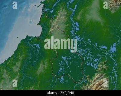 Sucre, department of Colombia. Elevation map colored in wiki style with ...