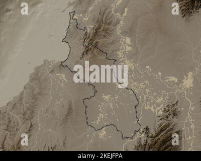 Sucre, department of Colombia. Colored elevation map with lakes and ...
