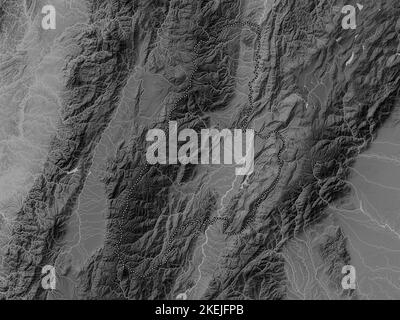 Tolima, department of Colombia. Elevation map colored in sepia tones ...