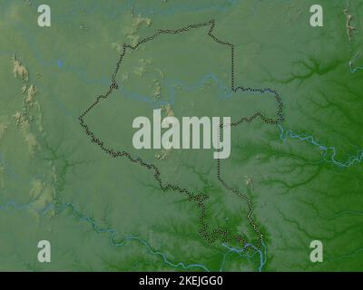 Vaupes, commissiary of Colombia. Colored elevation map with lakes and ...