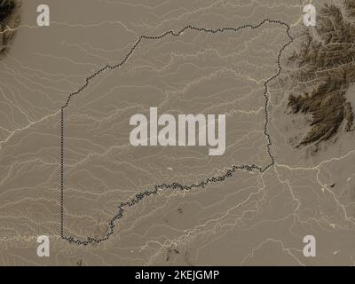 Vichada, commissiary of Colombia. Colored elevation map with lakes and ...