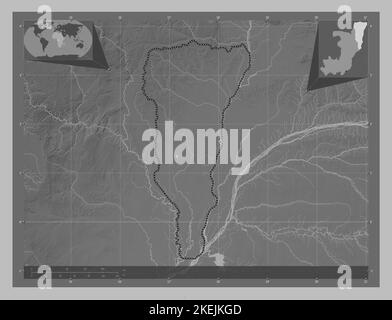 Likouala, region of Republic of Congo. Grayscale elevation map with ...