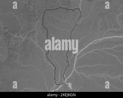 Likouala, region of Republic of Congo. Grayscale elevation map with ...