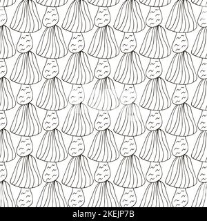 Striped Fairy mushroom. Illustration in hand draw style. Seamless ...