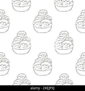 Ice cream in vases seamless pattern. Summer. Coloring pattern with cold ...