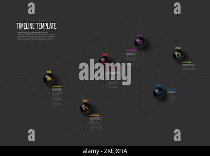 Vector Infographic dotted time line report template with icons and ...