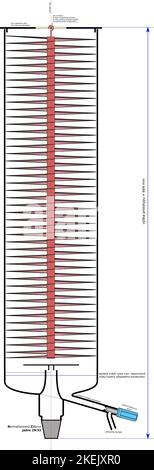 A vertical technical drawing of a passive heatsink with internal copper ...