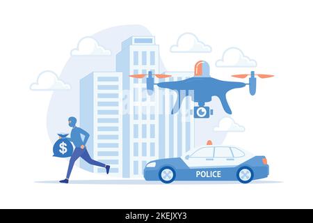 Law enforcement drones abstract concept vector illustration. Law ...