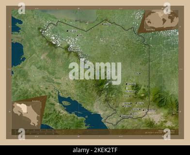 Alajuela, province of Costa Rica. Low resolution satellite map. Corner ...