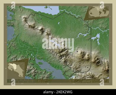 Alajuela, province of Costa Rica. Colored elevation map with lakes and ...