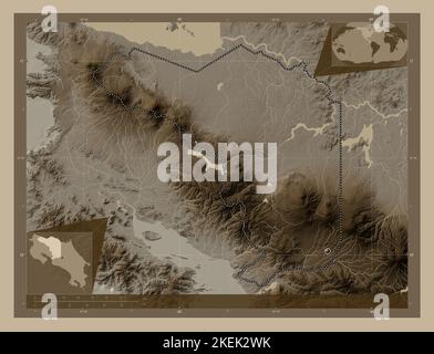 Alajuela, province of Costa Rica. Elevation map colored in wiki style ...