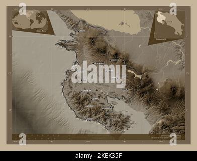 Guanacaste, province of Costa Rica. Colored elevation map with lakes ...