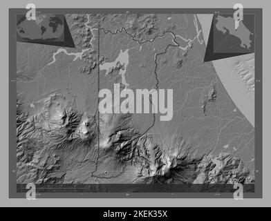 Heredia, province of Costa Rica. Bilevel elevation map with lakes and ...
