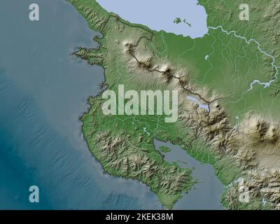 Guanacaste, province of Costa Rica. Colored elevation map with lakes ...