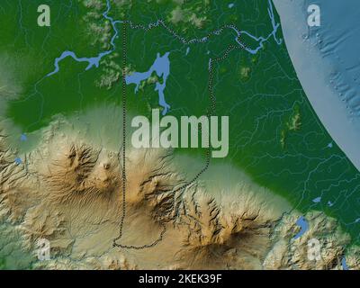Heredia, province of Costa Rica. Colored elevation map with lakes and ...