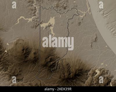 Heredia, province of Costa Rica. Colored elevation map with lakes and ...