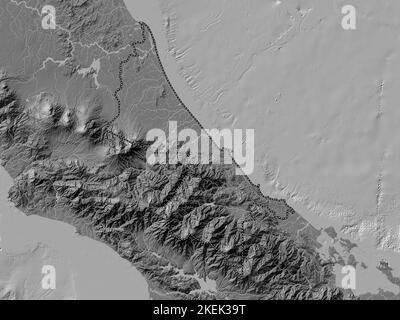 Limon, province of Costa Rica. Bilevel elevation map with lakes and ...