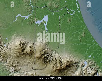 Heredia, province of Costa Rica. Colored elevation map with lakes and ...