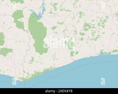 Bas-Sassandra, district of Cote d'Ivoire. High resolution satellite map ...