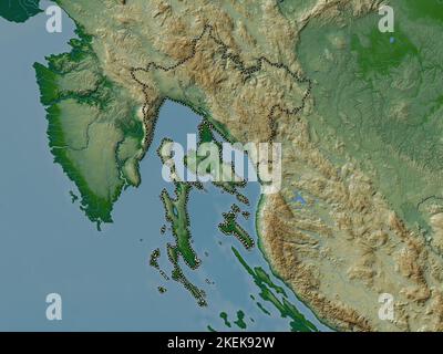 Primorsko-Goranska, county of Croatia. Elevation map colored in wiki ...