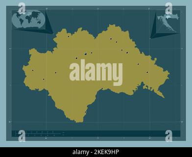 Sisacko-Moslavacka, county of Croatia. Solid color shape. Corner ...