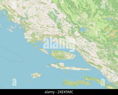 Splitsko-Dalmatinska, county of Croatia. Open Street Map. Locations of ...