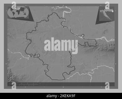 Vukovarsko-Srijemska, county of Croatia. Grayscale elevation map with ...