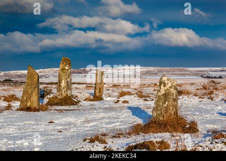 Nine maidens Standing stone circle Cornwall Stock Photo - Alamy