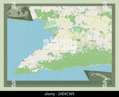 Granma, province of Cuba. Open Street Map. Locations of major cities of ...
