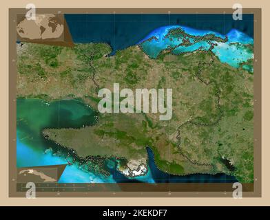 Matanzas, province of Cuba. Low resolution satellite map. Locations and ...