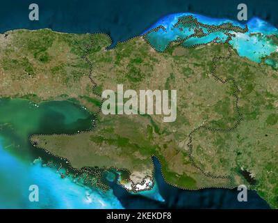Matanzas, province of Cuba. Low resolution satellite map. Locations and ...