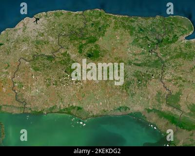Mayabeque, province of Cuba. Low resolution satellite map. Locations of ...