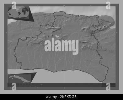 Mayabeque, province of Cuba. Bilevel elevation map with lakes and ...