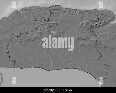 Mayabeque, province of Cuba. Elevation map colored in sepia tones with ...
