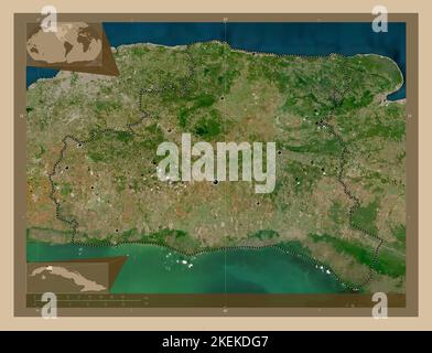 Mayabeque, province of Cuba. Low resolution satellite map. Corner ...