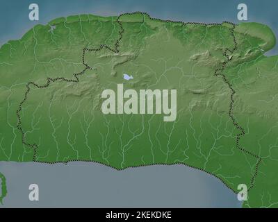 Mayabeque, province of Cuba. Colored elevation map with lakes and ...