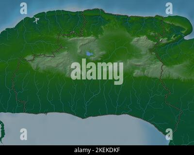 Mayabeque, province of Cuba. Colored elevation map with lakes and ...
