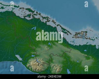 Villa Clara, province of Cuba. Colored elevation map with lakes and ...