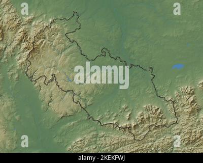 Moravskoslezsky, region of Czech Republic. Colored elevation map with ...