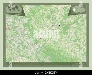 Plzensky, region of Czech Republic. Open Street Map. Locations of major ...