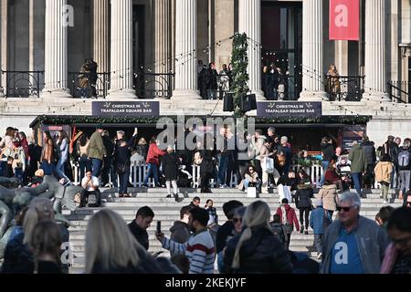 London, UK. 9 November 2022. Christmas lights in Oxford Street at dusk ...