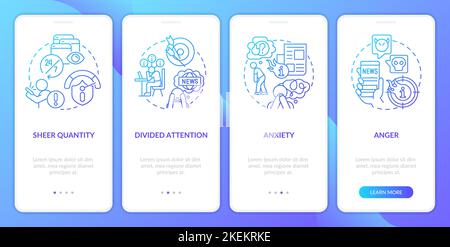 Absorb too much news blue gradient onboarding mobile app screen Stock ...
