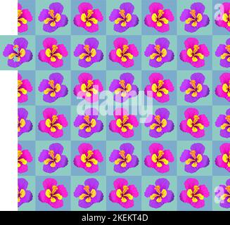 Seamless pattern made of hibiscus flowers. seventies retro style punchy ...